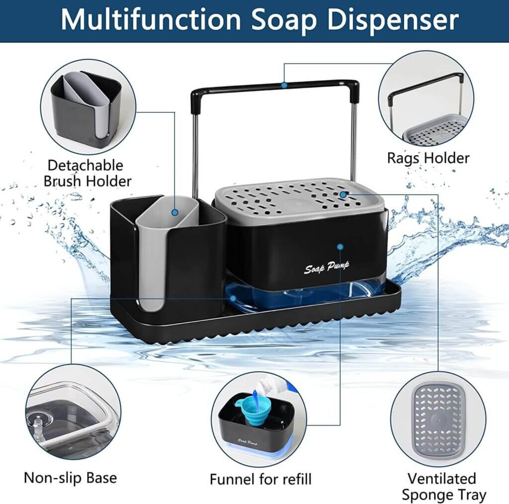 Kitchen Soap Dispenser with Sponge Holder - Top Kitchen Gadget